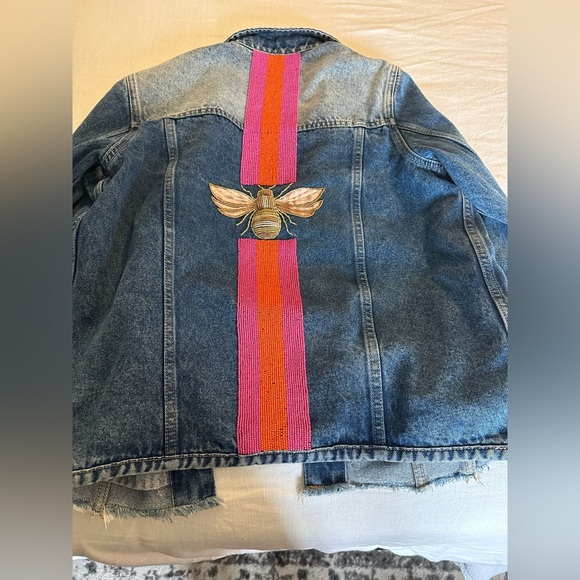 Jackets & Coats | Custom Embroidered Bee Jean Jacket Xl | Poshmark